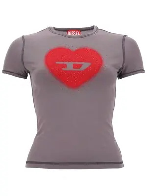 DIESEL® Embellished Heart T-shirt - Grey
