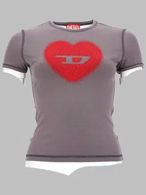 DIESEL® Embellished Heart T-shirt - Grey