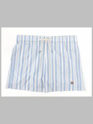Moncler Striped Swim Shorts With Logo Detail - Multicolour
