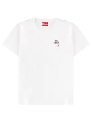 DIESEL® T-shirt In Cotone Con Stampa Logo - White