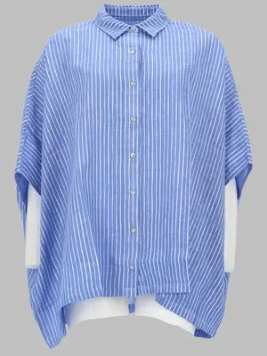 120% Lino Oversized Striped Shirt