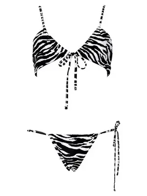 Attico The Attico "Il Primo Bagno" Zebra Print Bikini Animalier