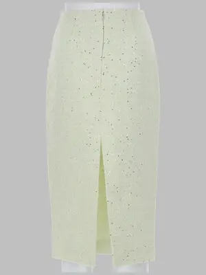 SELF-PORTRAIT Midi Skirt In Boucle With Sequins - Green