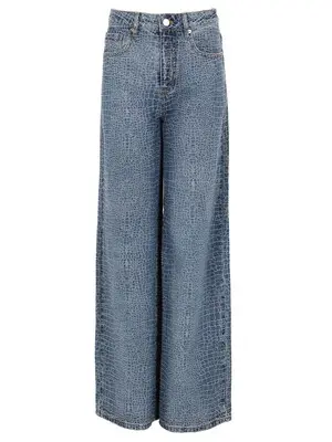 SELF-PORTRAIT Crocodile Effect Jeans - Denim
