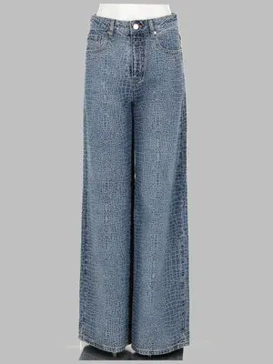 SELF-PORTRAIT Crocodile Effect Jeans - Denim