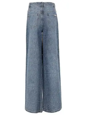 SELF-PORTRAIT Crocodile Effect Jeans - Denim