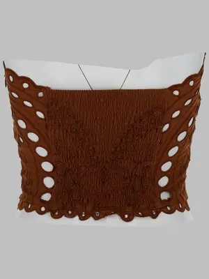 Charo Ruiz Ibiza Kai" Eyelet Corset Top - Brown