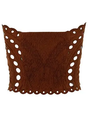 Charo Ruiz Ibiza Kai" Eyelet Corset Top - Brown