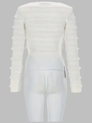 SELF-PORTRAIT Cardigan With Rhinestones - White