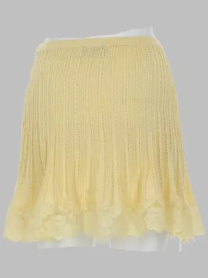 SELF-PORTRAIT Lace-trimmed Open-knit Mini Skirt - Yellow