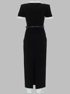SELF-PORTRAIT Midi Crepe Dress With Frill Detailing