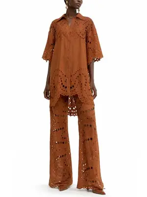Charo Ruiz Ibiza Tao" Embroidered Blouse - Brown