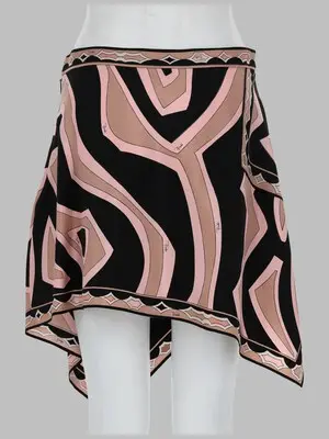 Emilio Pucci Asymmetrical Printed Silk Miniskirt - Pink