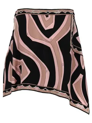 Emilio Pucci Asymmetrical Printed Silk Miniskirt - Pink