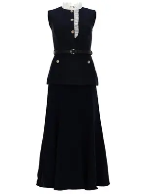 SELF-PORTRAIT Tafetta Frill Midi Dress