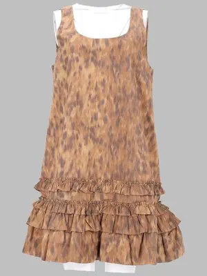 GANNI Printed Cotton Mini Dress With Tiered Ruffles