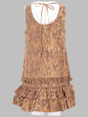 GANNI Printed Cotton Mini Dress With Tiered Ruffles