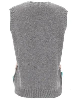 GANNI Floral Appliqué Knit Vest