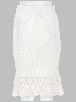 GANNI Crochet Trimmed Ribbed Skirt