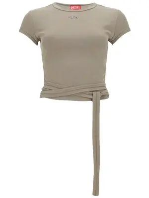 DIESEL® T-shirt A Costine Con Lacci - Dove