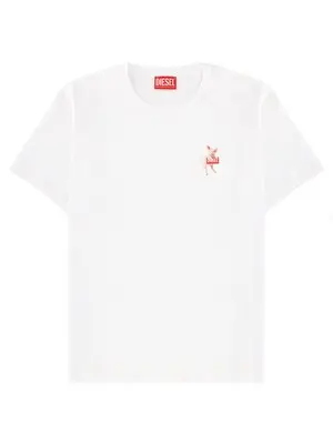 DIESEL® T-shirt In Cotone Con Stampa Logo - White