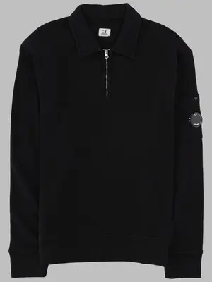 C.P. COMPANY Polo Sweatshirt With Zip - Black