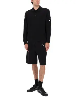 C.P. COMPANY Polo Sweatshirt With Zip - Black