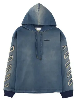 Off-White Denim Hoodie With Diagonal Detail