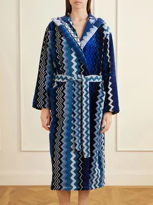 Missoni Giacomo Striped Hooded Belted Cotton-terry Robe - Multi