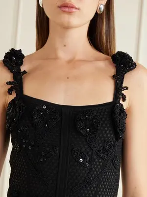 Carolina Herrera Embellished Crocheted Midi Dress