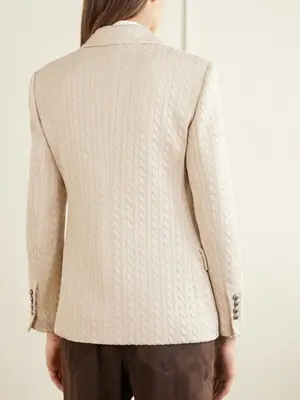 Brunello Cucinelli Cable-knit Cotton-blend Double-breasted Blazer