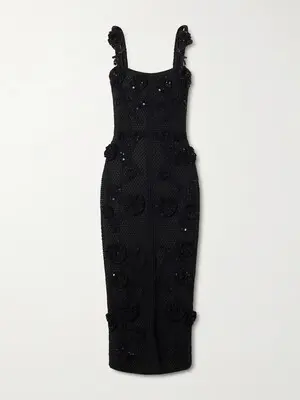 Carolina Herrera Embellished Crocheted Midi Dress - Black