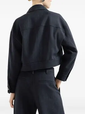 Brunello Cucinelli Wool Jacket With Monili Decoration - Blue