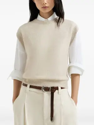 Brunello Cucinelli Rib Knit Crewneck Sweater Vest