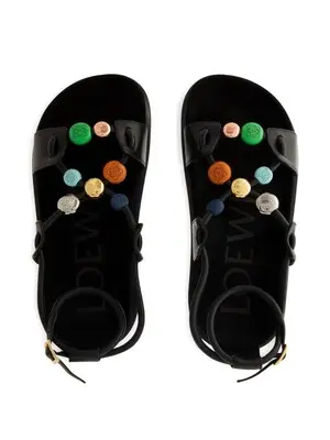 Loewe Pebble Fussbett Leather Sandals - Black