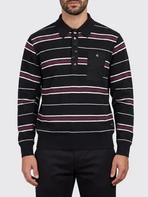 Undercover Striped Long-sleeved Cotton Polo Shirt With Ribbed Collar - Multicolor