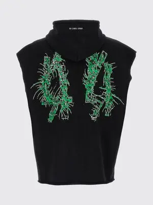 44 LABEL GROUP Sleeveless Cotton Hoodie With Back Logo - Black