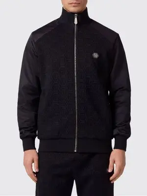 Philipp Plein Hexagon Logo High Neck Zipped Cotton-blend Sweatshirt