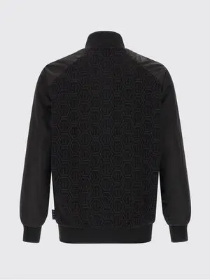 Philipp Plein Hexagon Logo High Neck Zipped Cotton-blend Sweatshirt