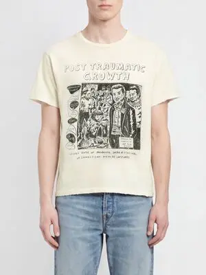 GALLERY DEPT. Vintage-style Graphic Print Cotton T-shirt Beige