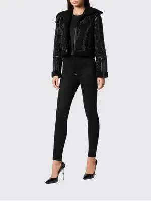 Philipp Plein Embellished Nappa Leather And Shearling Cropped Jacket