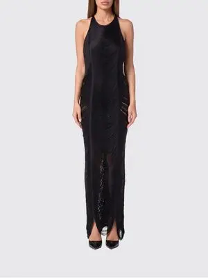 Philipp Plein Long Dress With Fringe Embellishment - Black