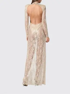 Philipp Plein Lace Long Sleeve Maxi Dress - Fuchsia