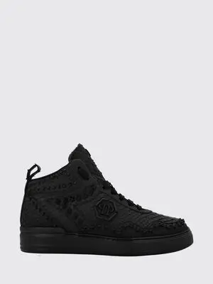 Philipp Plein Python Leather High-top Sneakers With Star Stud Embellishments - Black