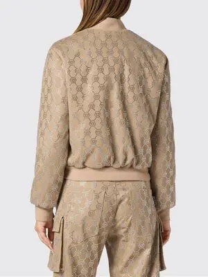 Philipp Plein Monogram Rhinestone Bomber Jacket - Beige