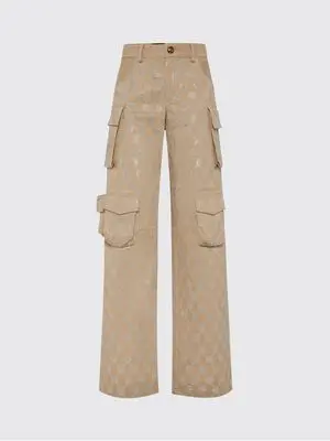 Philipp Plein Cotton Cargo Trousers With Monogram Rhinestone Embellishment