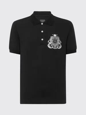 BILLIONAIRE Cotton Polo Shirt With Logo Emblem - Black