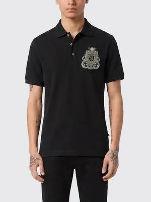 BILLIONAIRE Cotton Polo Shirt With Logo Emblem - Blue