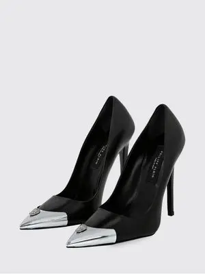 Philipp Plein Leather Pumps With Metal Toe - Black