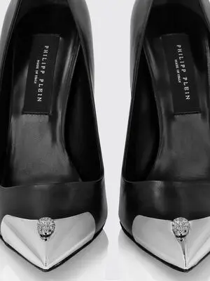 Philipp Plein Leather Pumps With Metal Toe - Black